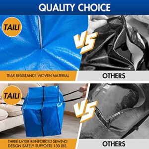 TAILI Heavy Duty Moving Bags, Clothing Storage Bags with Sturdy Zipper and Strong Handles, Blue Clothes Storage Bins, Extra Large Tote Bag for Moving Supplies, Better than Moving Boxes (4-Pack)