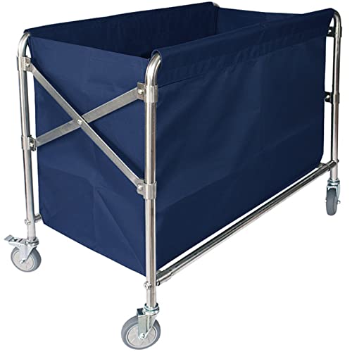 Laundry Cart With Wheels 34.25”L x 20.47”W x 30.7”H, Commercial Laundry Cart 440lbs Load Capacity, Stainless Steel Frame Waterproof Oxford Bag Foldable Industrial Laundry Hamper For Industrial/home