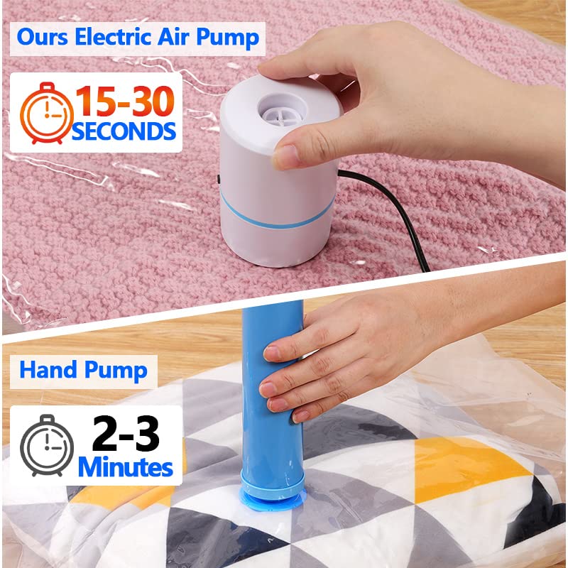 Vacuum Storage Bags with Electric Air Pump, 8 Pack Space Saver Bags (4 Jumbo/4 Large) Compression Storage Bags for Comforters and Blankets, Vacuum Sealer Bags for Clothes Storage, Silent electric pump