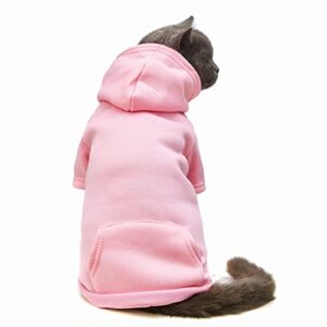 Jnancun Cat Clothes for Cats Only Winter Hoodie Sweatshirts with Pockets Warm Cat Outfits for Cat(X-Small, Pink)