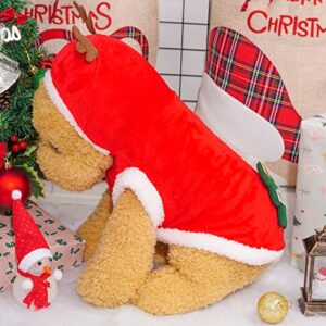 Christmas Pet Dog Costume Red Reindeer Clothes Christmas Dog Cat Elk Costume Outfit Soft Fleece Winter Warm Hoodie Xmas Clothing for Small Dogs Cats (Medium)