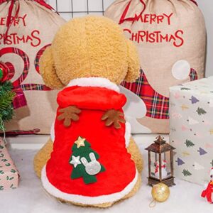 Christmas Pet Dog Costume Red Reindeer Clothes Christmas Dog Cat Elk Costume Outfit Soft Fleece Winter Warm Hoodie Xmas Clothing for Small Dogs Cats (Medium)