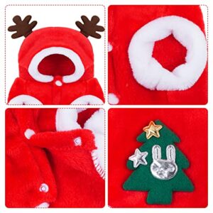 Christmas Pet Dog Costume Red Reindeer Clothes Christmas Dog Cat Elk Costume Outfit Soft Fleece Winter Warm Hoodie Xmas Clothing for Small Dogs Cats (Medium)