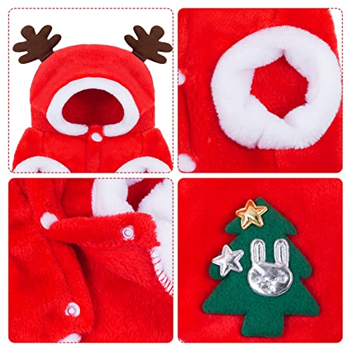 Christmas Pet Dog Costume Red Reindeer Clothes Christmas Dog Cat Elk Costume Outfit Soft Fleece Winter Warm Hoodie Xmas Clothing for Small Dogs Cats (Medium)