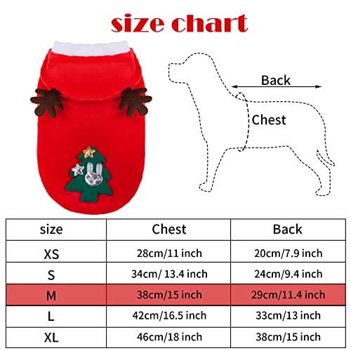 Christmas Pet Dog Costume Red Reindeer Clothes Christmas Dog Cat Elk Costume Outfit Soft Fleece Winter Warm Hoodie Xmas Clothing for Small Dogs Cats (Medium)