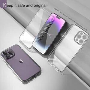 Switdo Compatible with iPhone 14 Pro Max Case Clear with Built-in Screen Protector&Camera Lens Protector,Transparent Cover Full Body Protective Phone Case for iPhone 14 Pro Max 6.7 inch,Clear