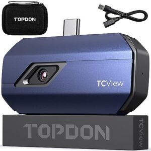 topdon tc001 thermal camera for android, 256x192 ir high resolution, thermal imaging camera, thermal imager - 25hz refresh rate, video recording supported, works for smartphones and tablets & pc