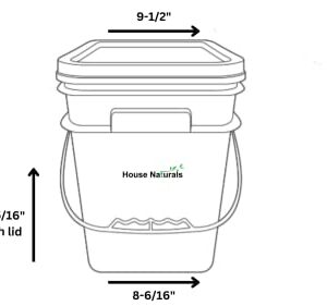 House Naturals 4 Gallon Square Plastic Bucket, Food Grade BPA Free containers, Made in USA, (Pack of 2)