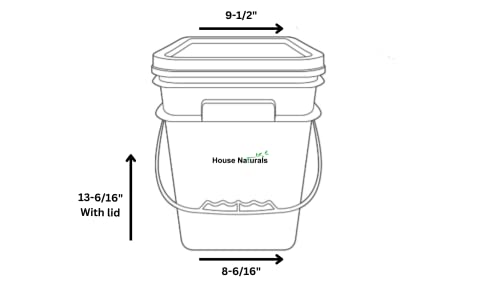 House Naturals 4 Gallon Square Plastic Bucket, Food Grade BPA Free containers, Made in USA, (Pack of 2)