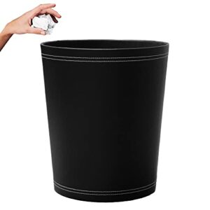 dtz diztreatz pu leather large trash can 2.6 gallon/10 liter, wastebasket, decorative, stylish lightweight water resistant garbage container bin for office, home, bedroom, hotel, storage