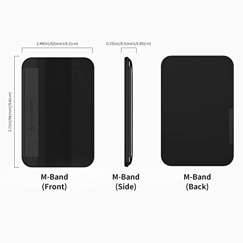 Sinjimoru Soft Wool Band Grip Phone Wallet for MagSafe, Magnetic Phone Card Holder for Back of Cell Phone Case with Hand Finger Holder for 5 Cards for Phone 14 13 12 Series. M-Band Black