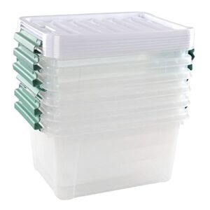 Innouse 6 Pack Plastic Latch Storage Box, 20 Qt Storage Container with Lid