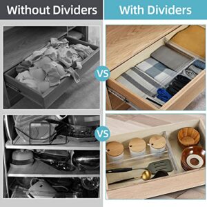 Rumia drawer divider-4 packs ,Expandable 10.5-20.5" Clear Plastic Drawer Organizers for Clothing,Kitchen Utensils，Dresser Storage