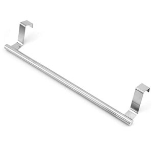 stainless steel kitchen towel holder, cupboard door towel rack bar holders for kitchen cabinet towel rag rack over door towel bar hanger, silver (14 inch)