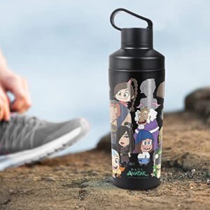 Avatar The Last Airbender OFFICIAL Avatar Group Chibi 18 oz Insulated Water Bottle, Leak Resistant, Vacuum Insulated Stainless Steel with 2-in-1 Loop Cap