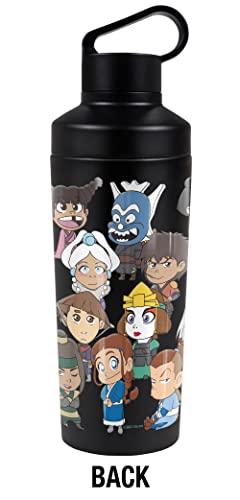 Avatar The Last Airbender OFFICIAL Avatar Group Chibi 18 oz Insulated Water Bottle, Leak Resistant, Vacuum Insulated Stainless Steel with 2-in-1 Loop Cap