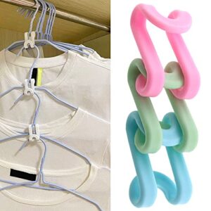 JianLing 60pcs Clothes Hanger Connector Hooks 1.53 x 0.98 (Blue, Green, Pink) Home Easy Hook Closet Organizer Storage Rack Holder Hook