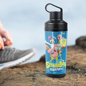 Spongebob OFFICIAL Spongebob Group Shot 18 oz Insulated Water Bottle, Leak Resistant, Vacuum Insulated Stainless Steel with 2-in-1 Loop Cap