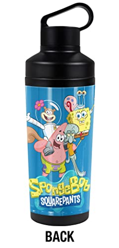 Spongebob OFFICIAL Spongebob Group Shot 18 oz Insulated Water Bottle, Leak Resistant, Vacuum Insulated Stainless Steel with 2-in-1 Loop Cap