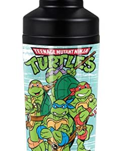 Teenage Mutant Ninja Turtles TMNT OFFICIAL Turtle Group 18 oz Insulated Water Bottle, Leak Resistant, Vacuum Insulated Stainless Steel with 2-in-1 Loop Cap