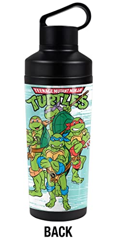 Teenage Mutant Ninja Turtles TMNT OFFICIAL Turtle Group 18 oz Insulated Water Bottle, Leak Resistant, Vacuum Insulated Stainless Steel with 2-in-1 Loop Cap