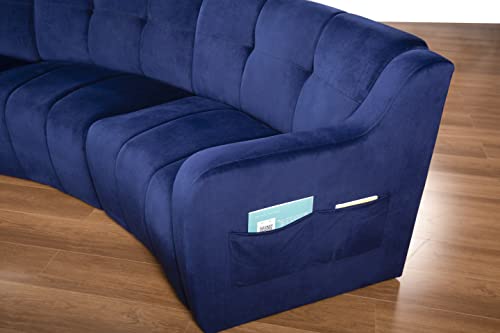 Legend Vansen Velvet Floor Sofa 4 Seats Symmetrical Modular Legless Curved Round couches Sectional, 153", Blue