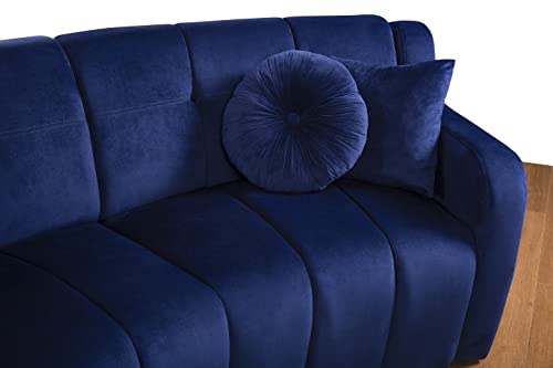 Legend Vansen Velvet Floor Sofa 4 Seats Symmetrical Modular Legless Curved Round couches Sectional, 153", Blue