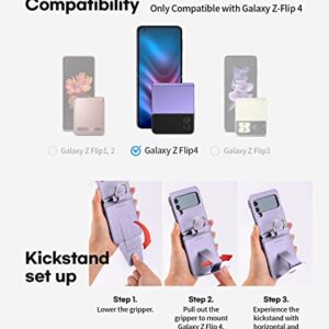 GOOSPERY EZ Mount Wallet Compatible with Galaxy Z Flip 4 Case, Card Holder Loopy Ring Adjustable Kickstand with Horizontal/Vertical [Compatible with Wireless Charging], Lavender