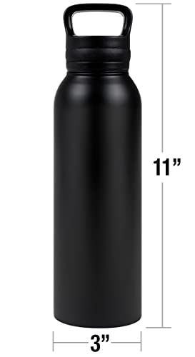 Garfield OFFICIAL Garfield Big Head 24 oz Insulated Canteen Water Bottle, Leak Resistant, Vacuum Insulated Stainless Steel with Loop Cap, Black