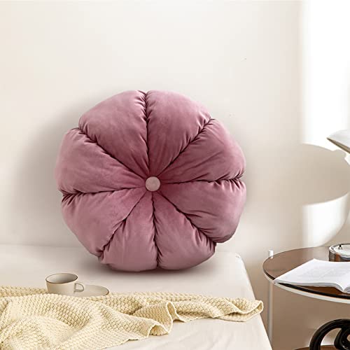 KedeLak Velvet Throw Pillow Round Pillows for Couch,Dusty Pink Decorative Pillows,18 Inches Round Floor Pillow Cool Pillows Aesthetic Circle Pillows Home Decor