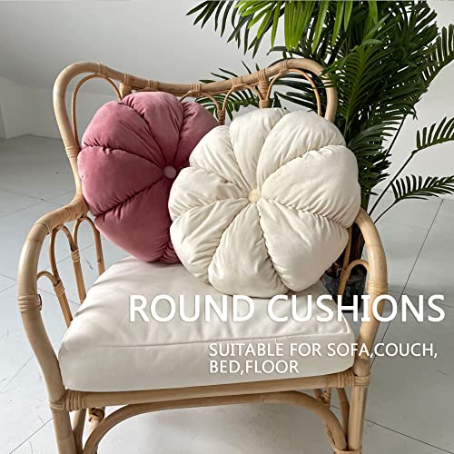 KedeLak Velvet Throw Pillow Round Pillows for Couch,Dusty Pink Decorative Pillows,18 Inches Round Floor Pillow Cool Pillows Aesthetic Circle Pillows Home Decor