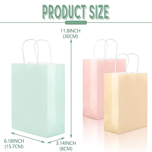 BadenBach 30 Pack Pastel Paper Gift Bags with Handle, Kraft Paper Small Party Favor Goodie Bags Bulk for Birthday Wedding Thanksgiving Halloween Christmas (8.6" x 6.3" x 3.1")