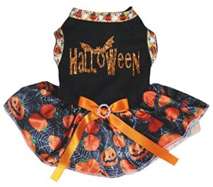 petitebella halloween puppy dog dress (black/cobweb, small)