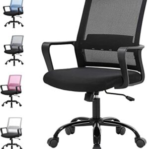 Pazidom Small Office Chair Home Office Desk Chair Computer Chair Work Chair Mesh Chair Rolling Chair with Armrest for Home Office, Black