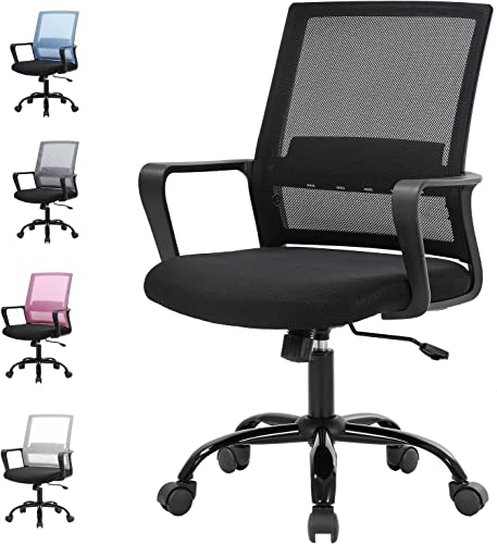 Pazidom Small Office Chair Home Office Desk Chair Computer Chair Work Chair Mesh Chair Rolling Chair with Armrest for Home Office, Black