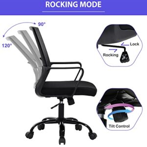 Pazidom Small Office Chair Home Office Desk Chair Computer Chair Work Chair Mesh Chair Rolling Chair with Armrest for Home Office, Black