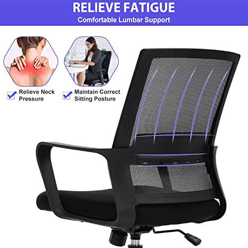 Pazidom Small Office Chair Home Office Desk Chair Computer Chair Work Chair Mesh Chair Rolling Chair with Armrest for Home Office, Black