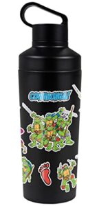 teenage mutant ninja turtles tmnt official turtles sticker collage 18 oz insulated water bottle, leak resistant, vacuum insulated stainless steel with 2-in-1 loop cap