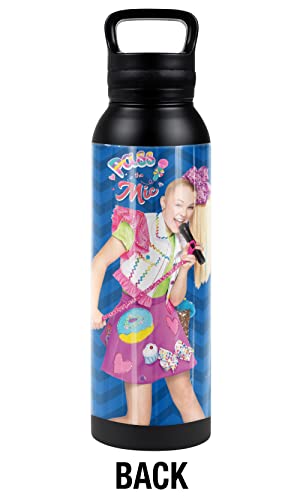 Jojo Siwa OFFICIAL Pass The Mic 24 oz Insulated Canteen Water Bottle, Leak Resistant, Vacuum Insulated Stainless Steel with Loop Cap