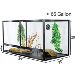 Toxirium Reptile Screen Cage 66 Gallon 39" x 20" x 20" Reptile Terrarium Habitat for Chameleon, Wide Breeding Area with Open Doors Lock