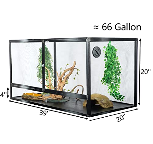 Toxirium Reptile Screen Cage 66 Gallon 39" x 20" x 20" Reptile Terrarium Habitat for Chameleon, Wide Breeding Area with Open Doors Lock