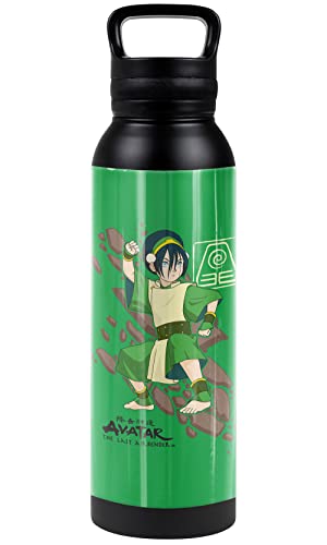 Avatar The Last Airbender OFFICIAL Toph Rock Slide 24 oz Insulated Canteen Water Bottle, Leak Resistant, Vacuum Insulated Stainless Steel with Loop Cap