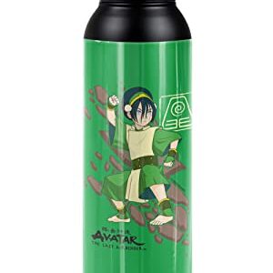 Avatar The Last Airbender OFFICIAL Toph Rock Slide 24 oz Insulated Canteen Water Bottle, Leak Resistant, Vacuum Insulated Stainless Steel with Loop Cap