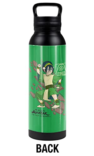 Avatar The Last Airbender OFFICIAL Toph Rock Slide 24 oz Insulated Canteen Water Bottle, Leak Resistant, Vacuum Insulated Stainless Steel with Loop Cap