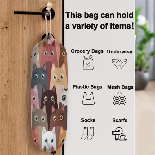 Animal Cat Plastic Bag Holder, Cat Pattern Grocery Bag Storage Holder Garbage Shopping Bag Trash Bags Organizer for Kitchen Home