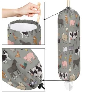 Animal Horse Cow Plastic Bag Holder, Rooster Cat Dog Grocery Bag Storage Holder Hanging Garbage Shopping Bag Trash Bags Organizer for Kitchen Home