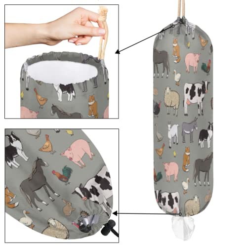 Animal Horse Cow Plastic Bag Holder, Rooster Cat Dog Grocery Bag Storage Holder Hanging Garbage Shopping Bag Trash Bags Organizer for Kitchen Home