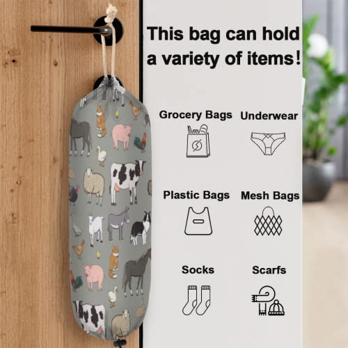 Animal Horse Cow Plastic Bag Holder, Rooster Cat Dog Grocery Bag Storage Holder Hanging Garbage Shopping Bag Trash Bags Organizer for Kitchen Home