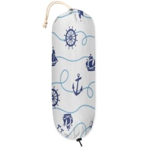 anchor nautical plastic bag holder, rudder sailboat grocery bag storage holder hanging garbage shopping bag trash bags organizer for kitchen home