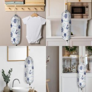 Anchor Nautical Plastic Bag Holder, Rudder Sailboat Grocery Bag Storage Holder Hanging Garbage Shopping Bag Trash Bags Organizer for Kitchen Home